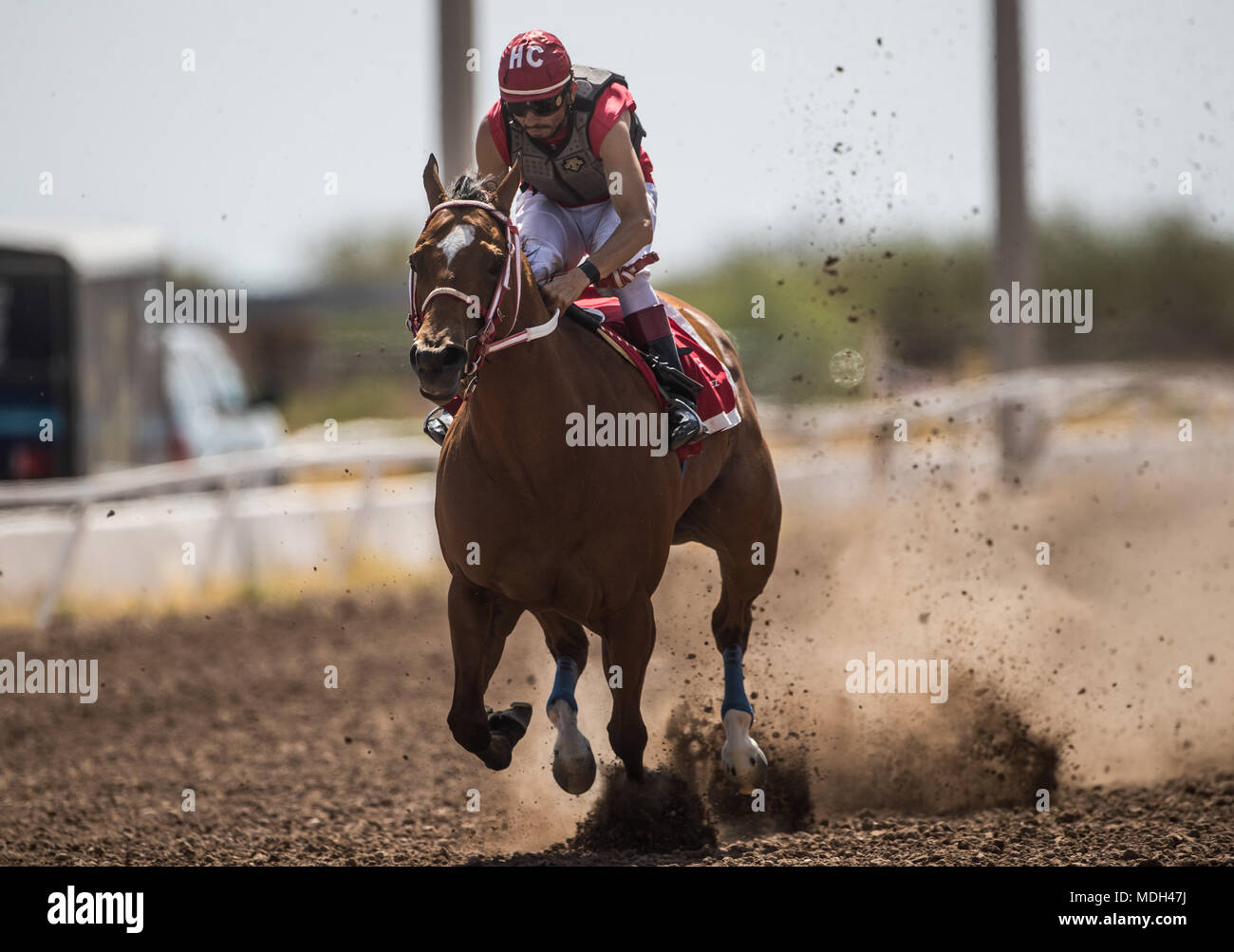Horse racing at sunset at Hipodromo of Hermosillo, Sonora Mexico ...