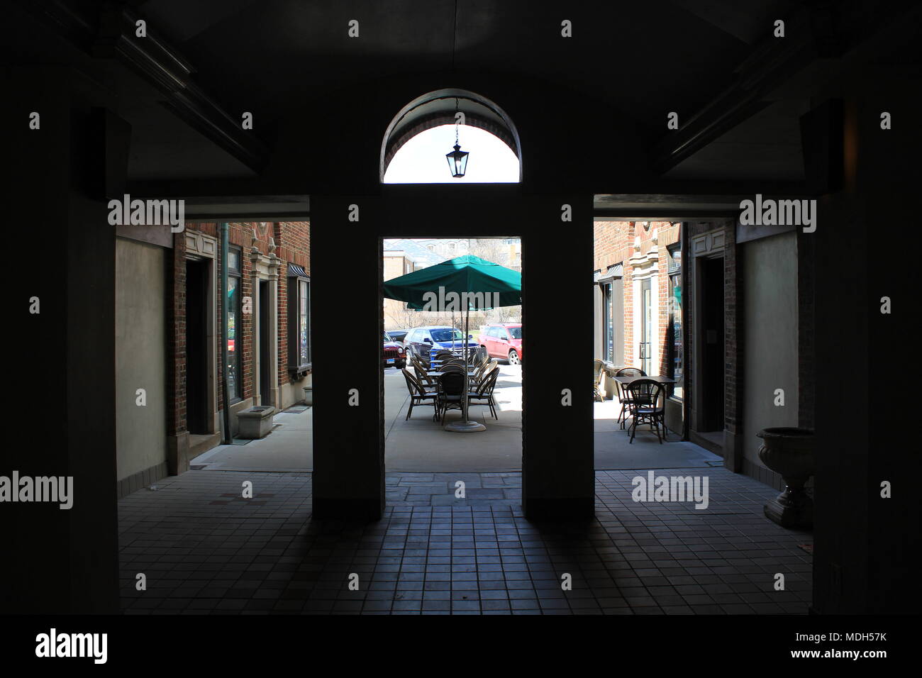 Profile view of a collonade creating an entrance to a passageway Stock ...