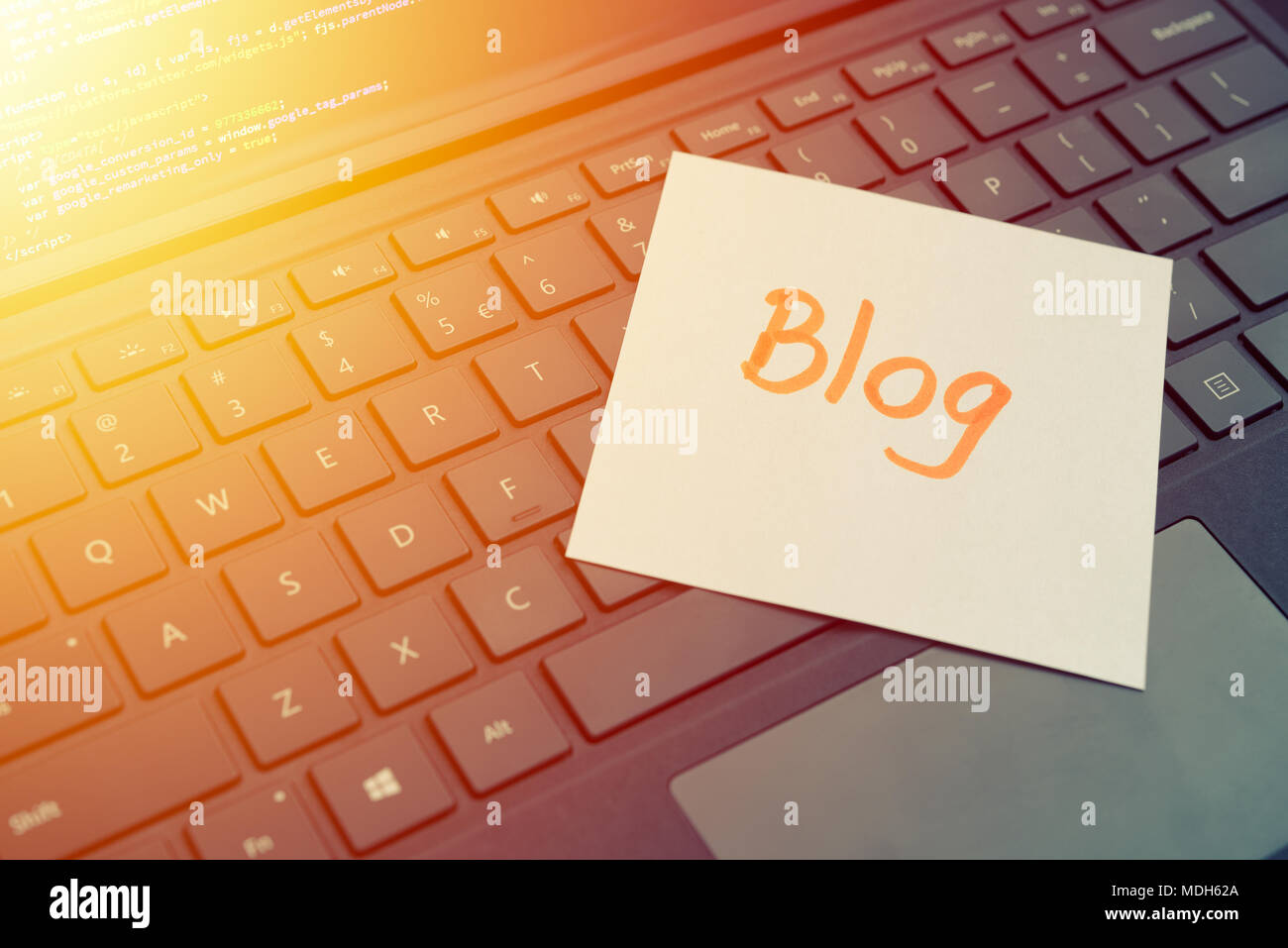 Computer laptop blog sign hi-res stock photography and images - Alamy