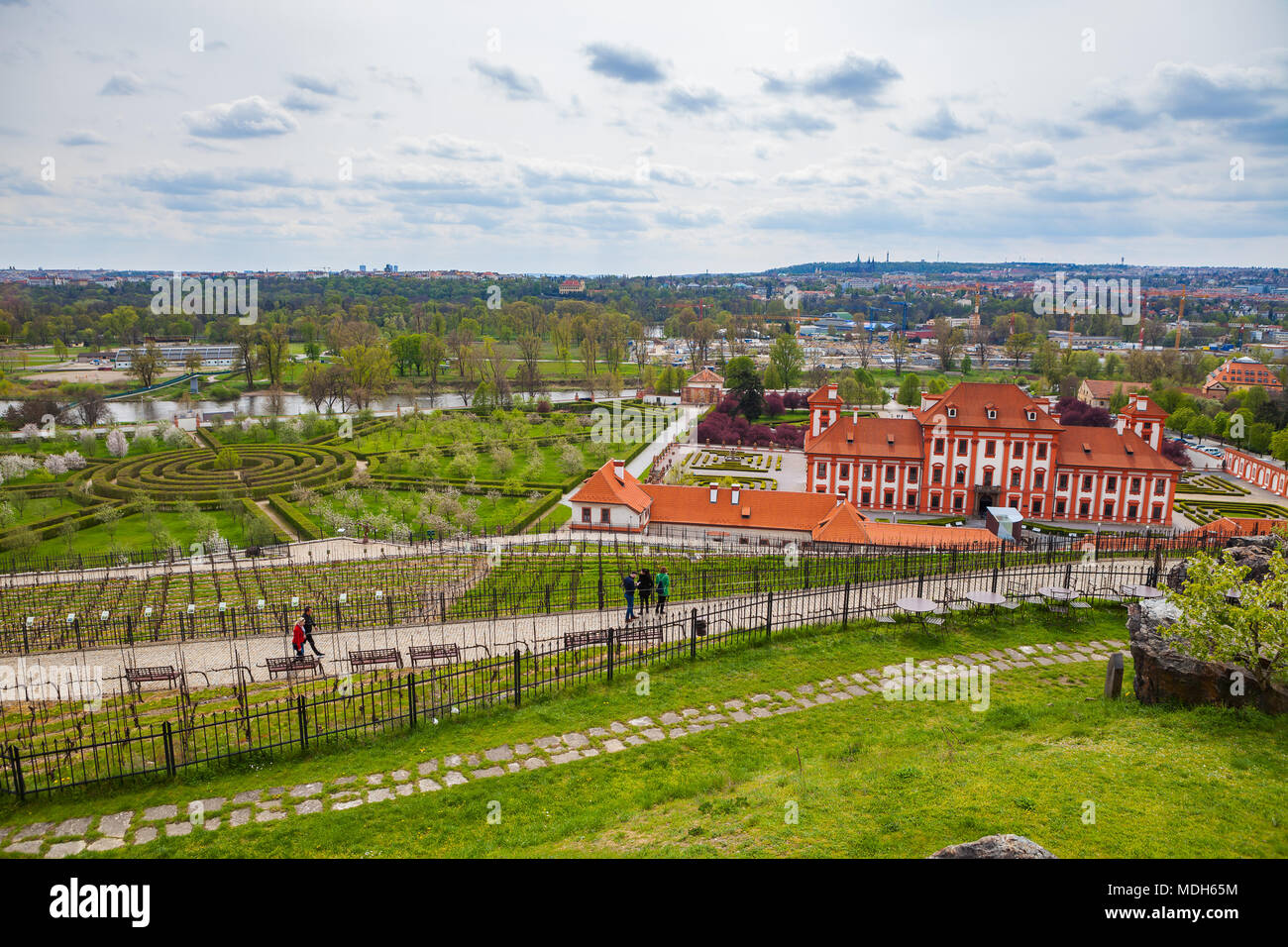 PRAGUE, CZECH REPUBLIC - APRIL, 30, 2017: Troja palace. Beautiful site ...