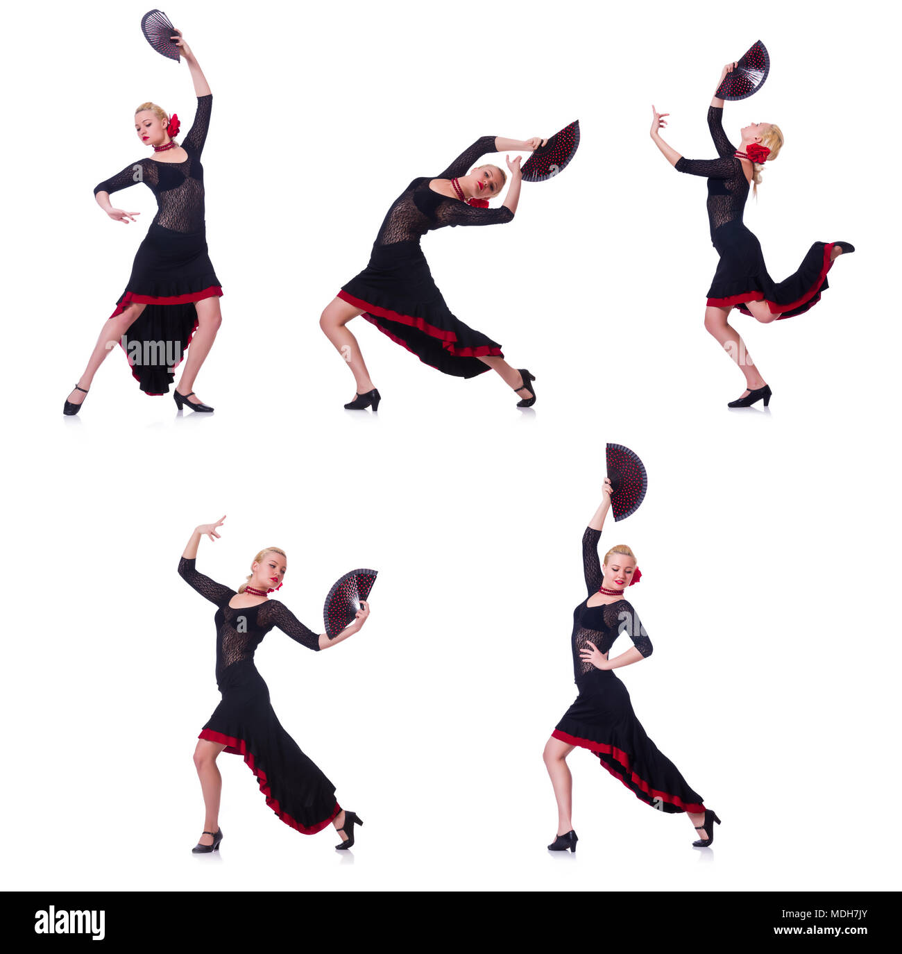 Woman dancing spanish dance isolated on white Stock Photo - Alamy