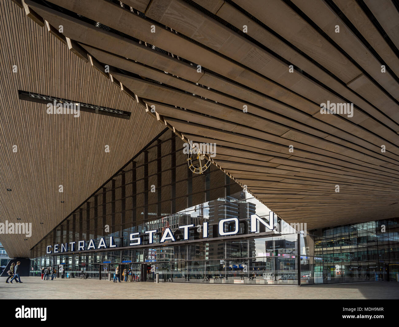 Entrance of Central Station in Rotterdam, the Netherlands, with top ...