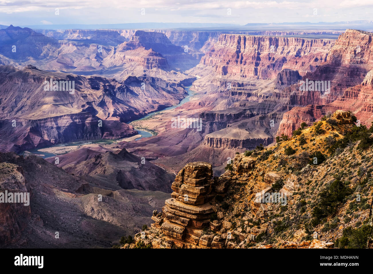 Colorado River winding through Grand Canyon National Park; Arizona ...