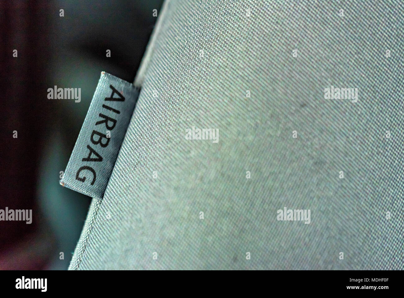 Airbag label in modern car close Stock Photo - Alamy
