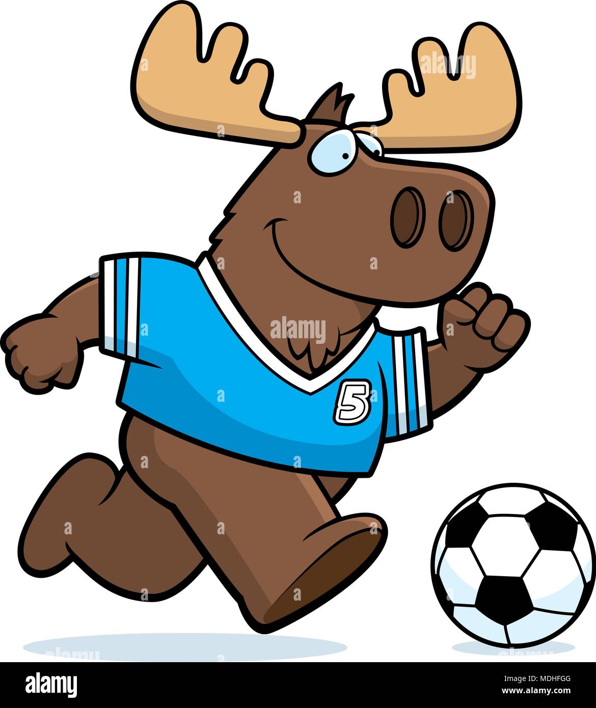 A cartoon illustration of a moose playing soccer Stock Vector Image ...