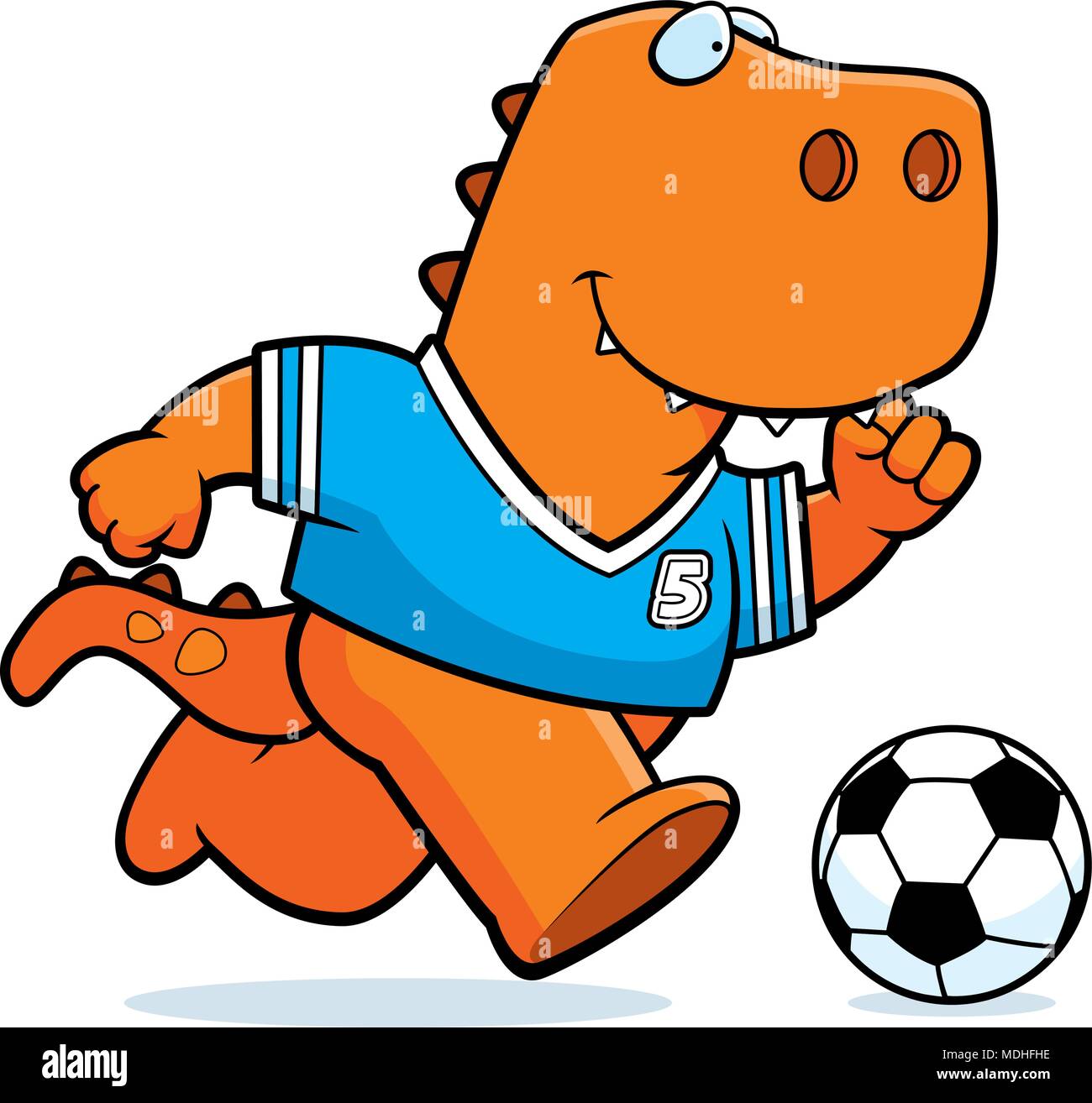A cartoon illustration of a Tyrannosaurus Rex playing soccer Stock ...