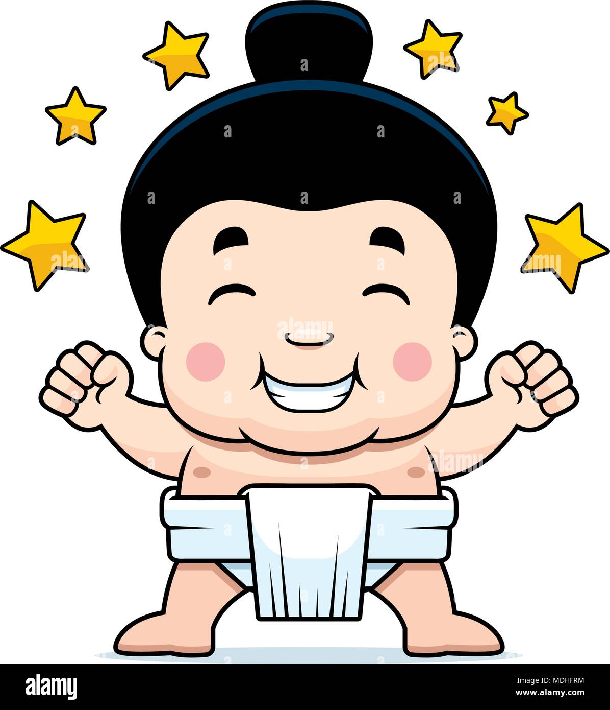 A cartoon illustration of a little sumo boy celebrating Stock Vector ...