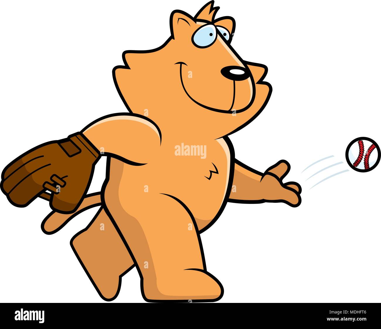 A cartoon illustration of a cat tossing a baseball Stock Vector Image ...