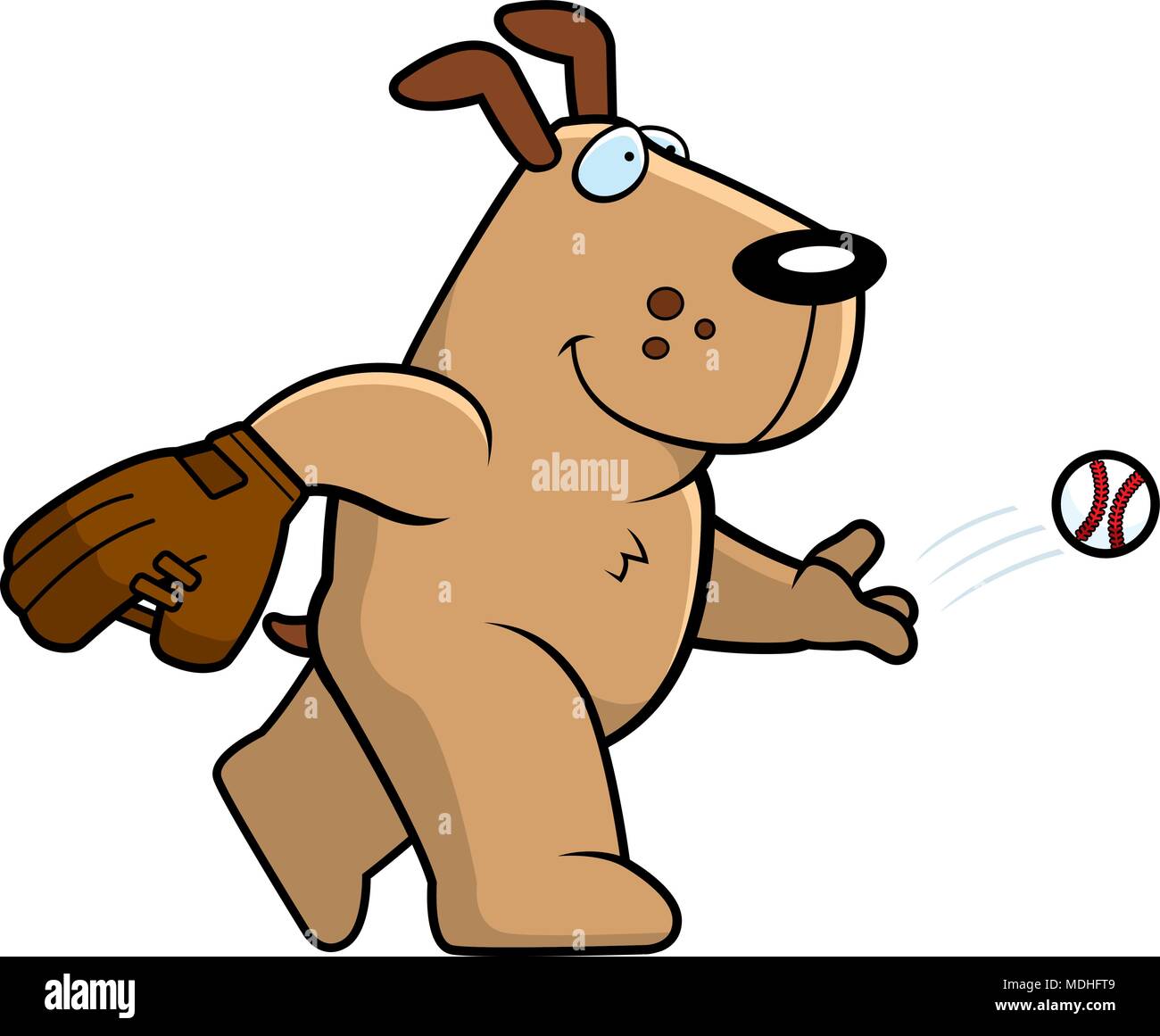 A cartoon illustration of a dog tossing a baseball Stock Vector Image ...