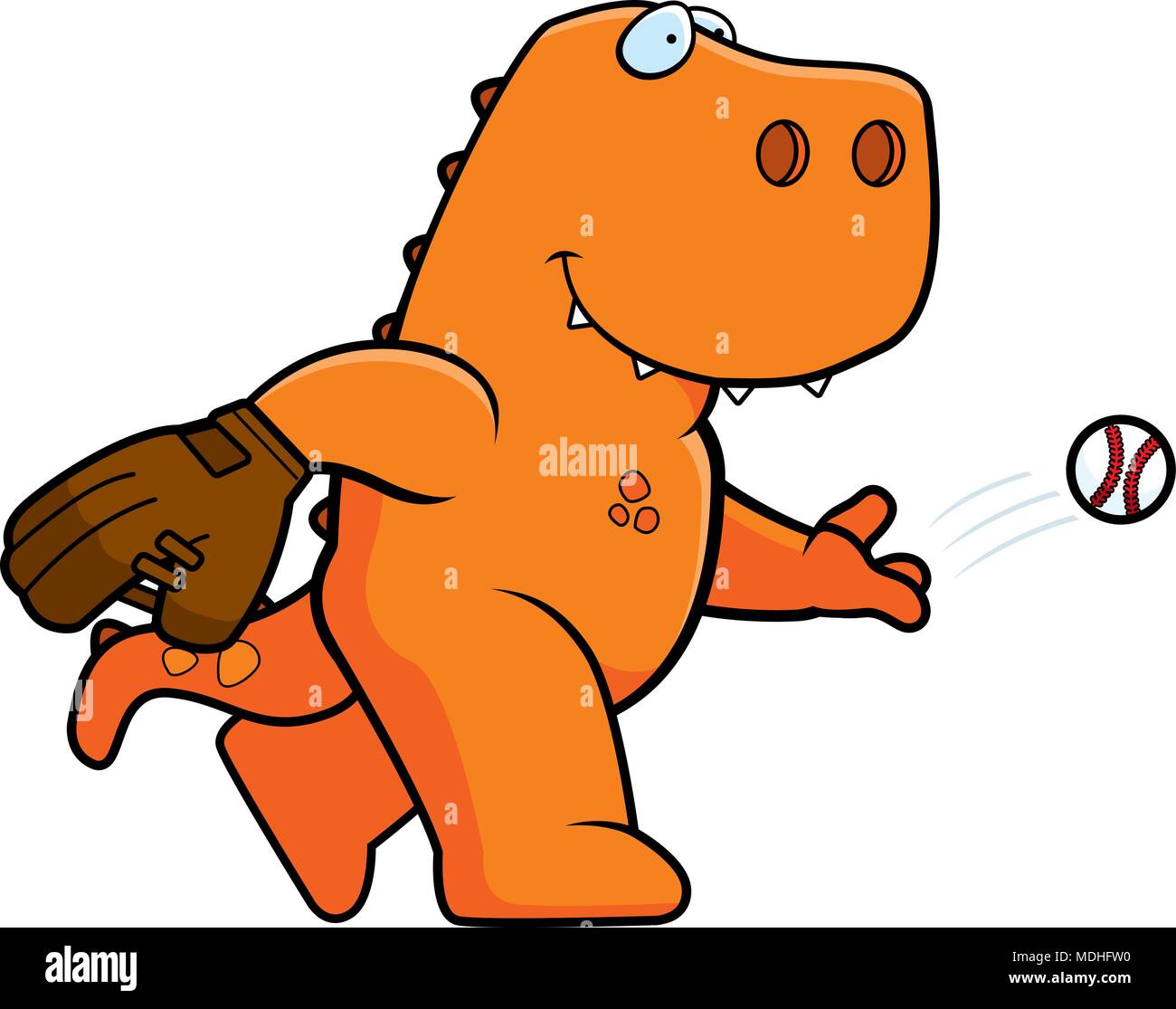 A cartoon illustration of a dinosaur tossing a baseball Stock Vector ...
