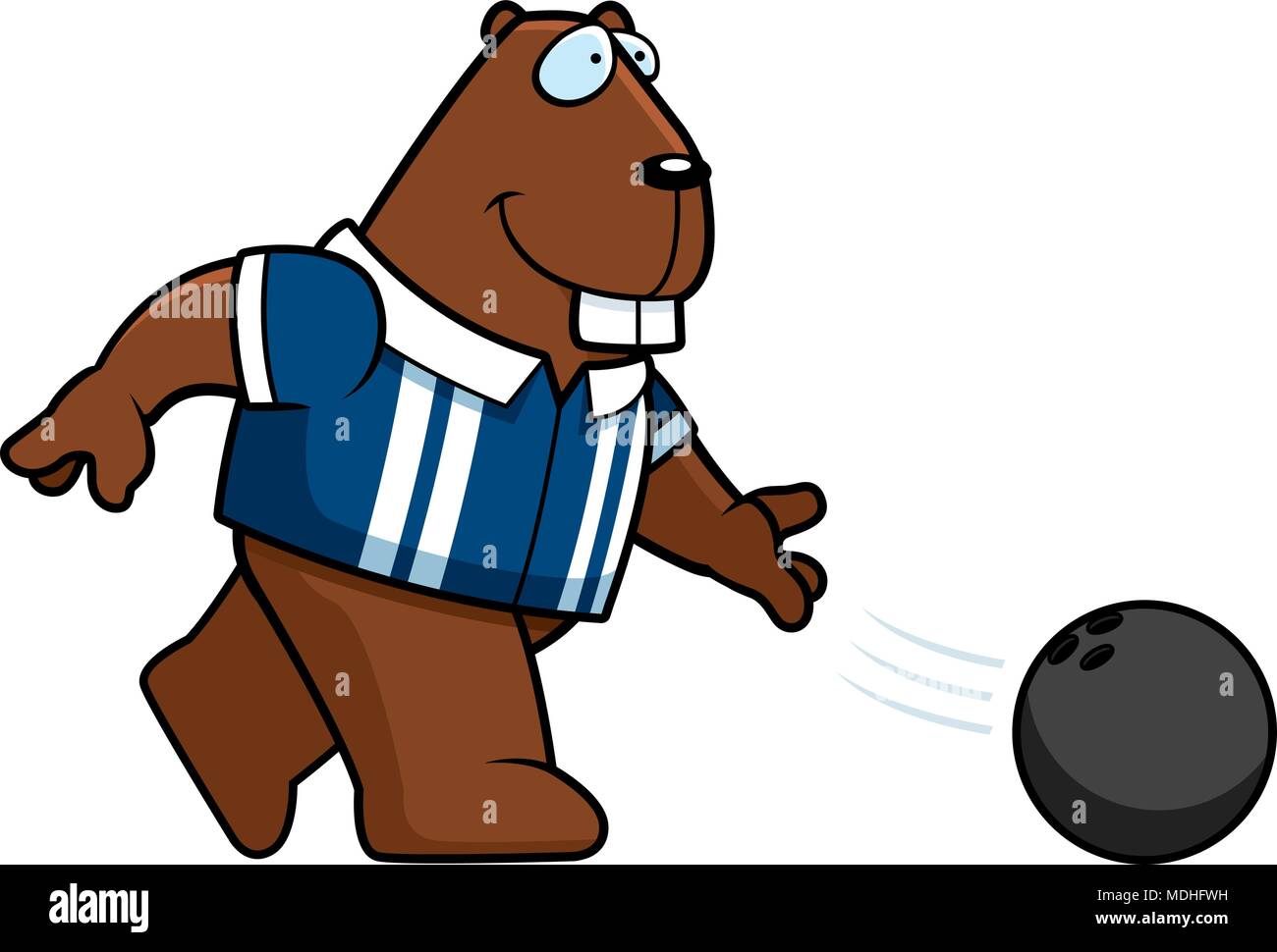 A cartoon illustration of a beaver bowling a ball Stock Vector Image ...