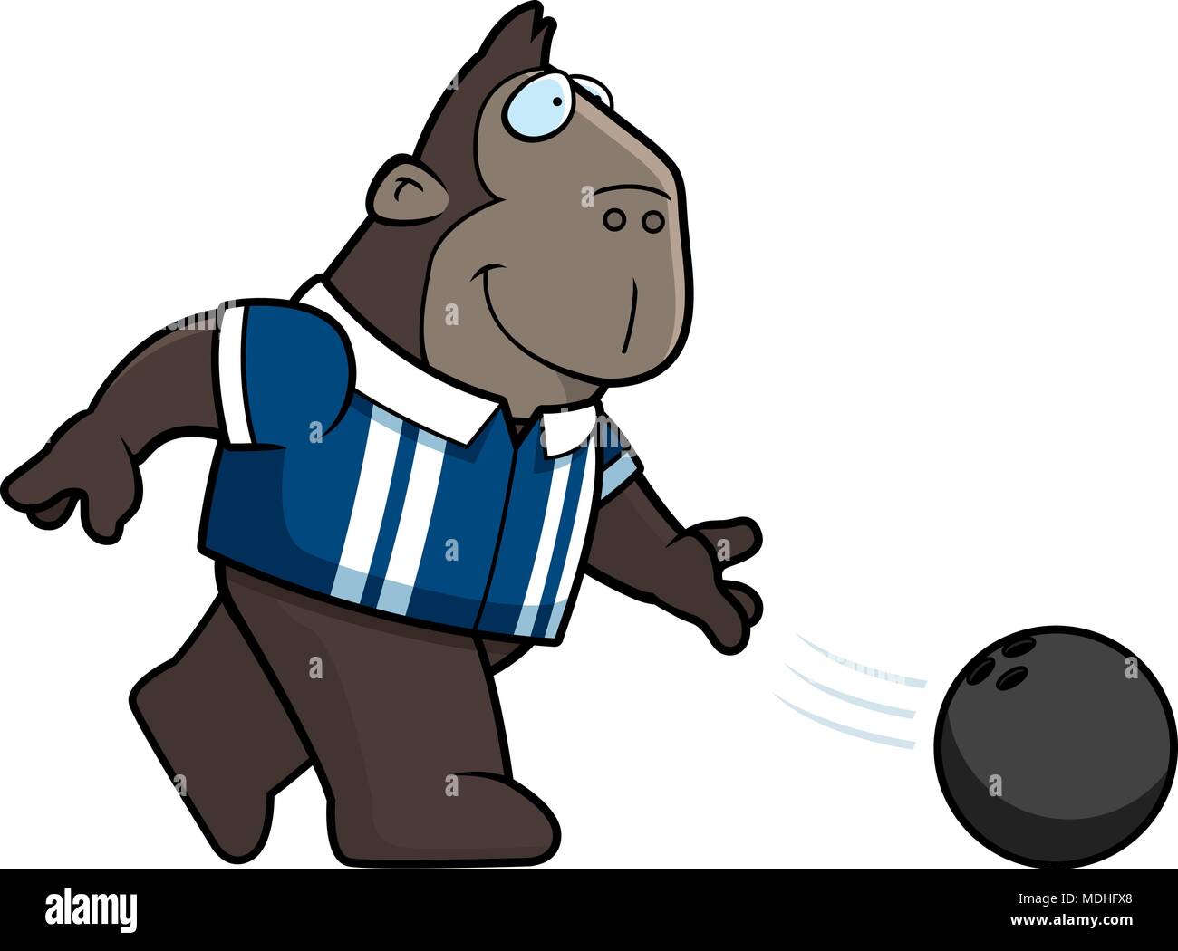 A cartoon illustration of a gorilla bowling a ball Stock Vector Image ...
