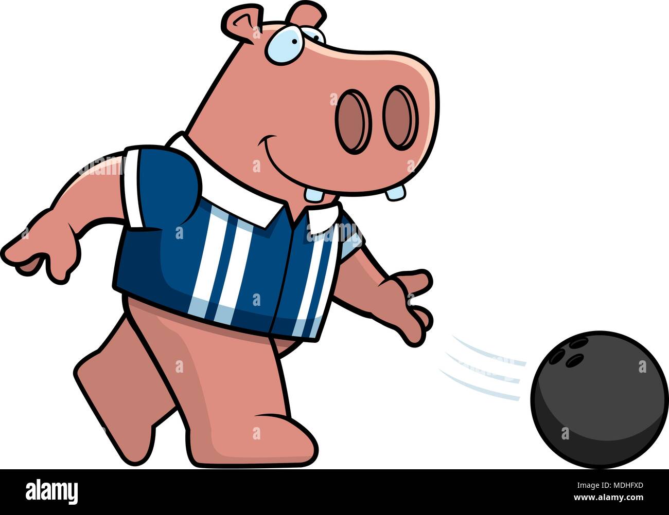 A cartoon illustration of a hippo bowling a ball Stock Vector Image ...