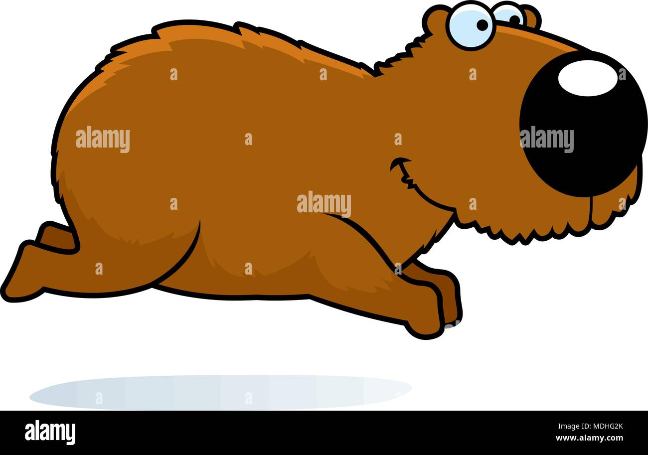 A cartoon illustration of a capybara smiling and running Stock Vector ...