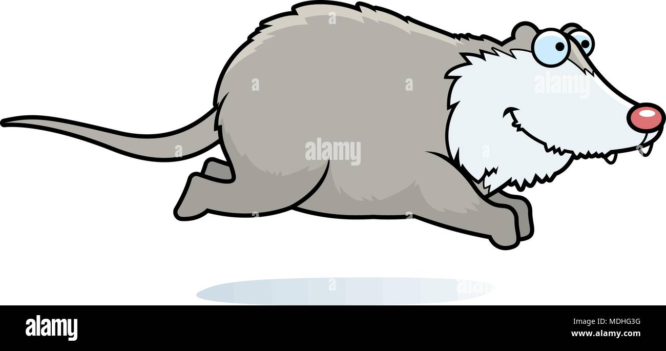 A cartoon illustration of a opossum smiling and running Stock Vector ...