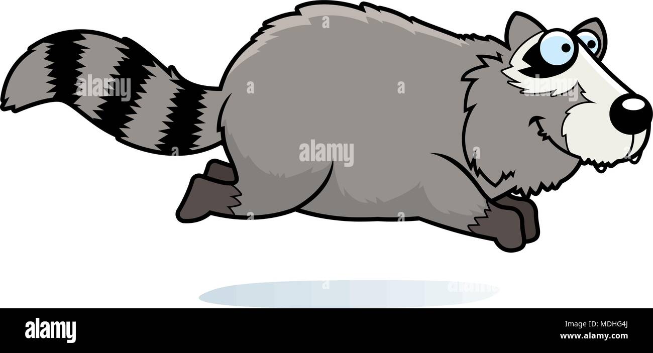 A cartoon illustration of a raccoon smiling and running Stock Vector ...