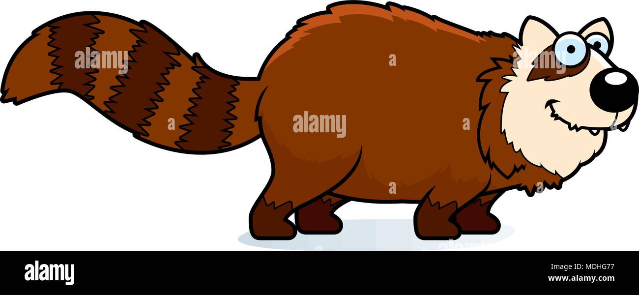 A cartoon illustration of a red panda smiling and standing Stock Vector ...