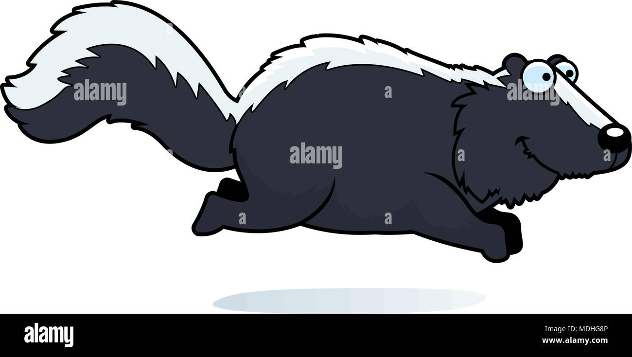 A cartoon illustration of a skunk smiling and running Stock Vector ...