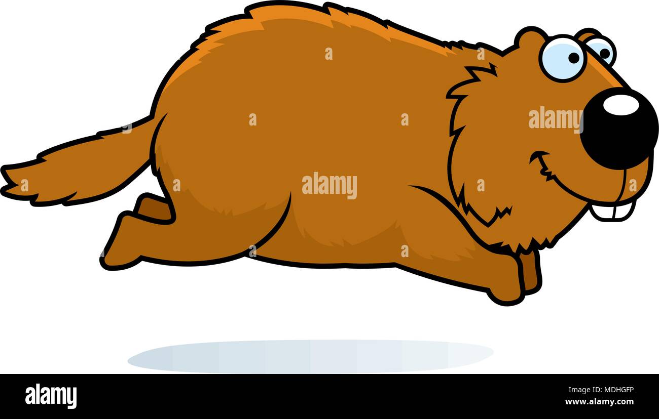 A cartoon illustration of a woodchuck smiling and running Stock Vector ...
