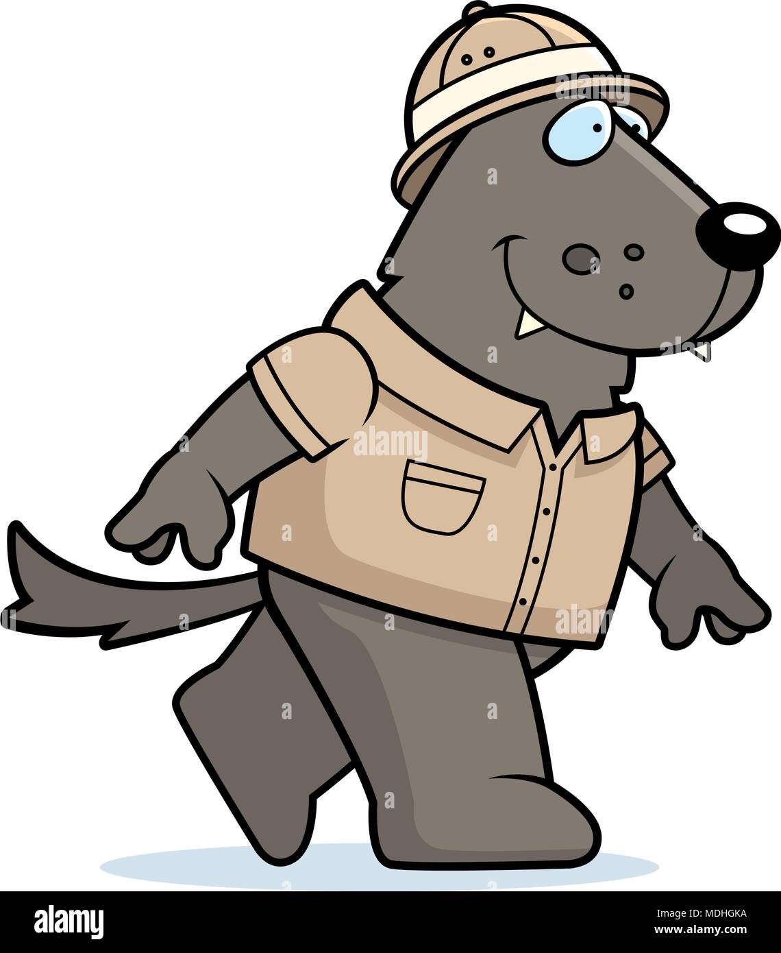 A cartoon illustration of a wolf walking on safari Stock Vector Image ...