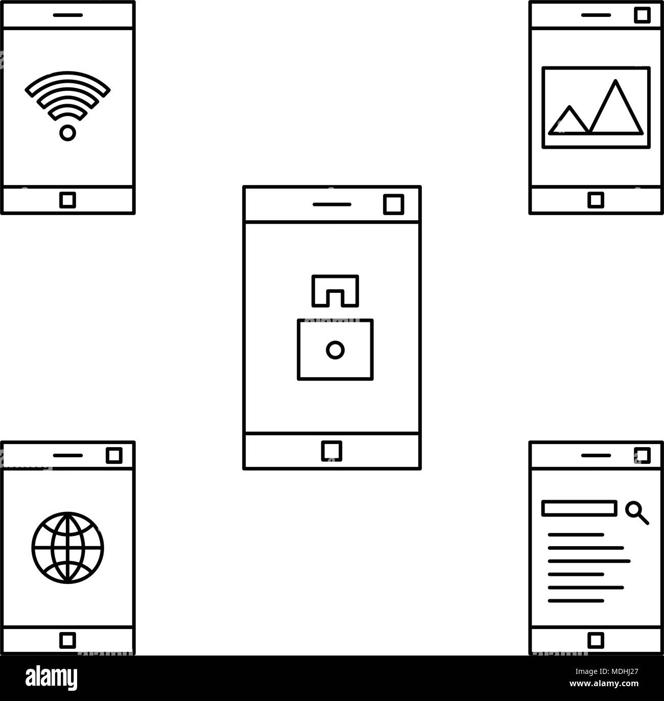Mobile operations icon set. vector icon. outline style Stock Vector ...