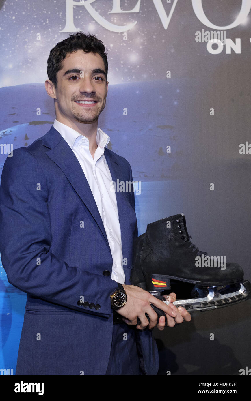 Spanish figure skater Javier Fernandez poses during the presentation of ...