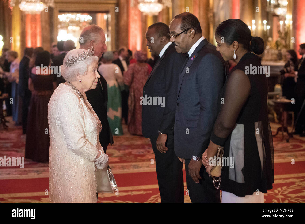 Queen elizabeth ii greets gaston browne hi-res stock photography and ...