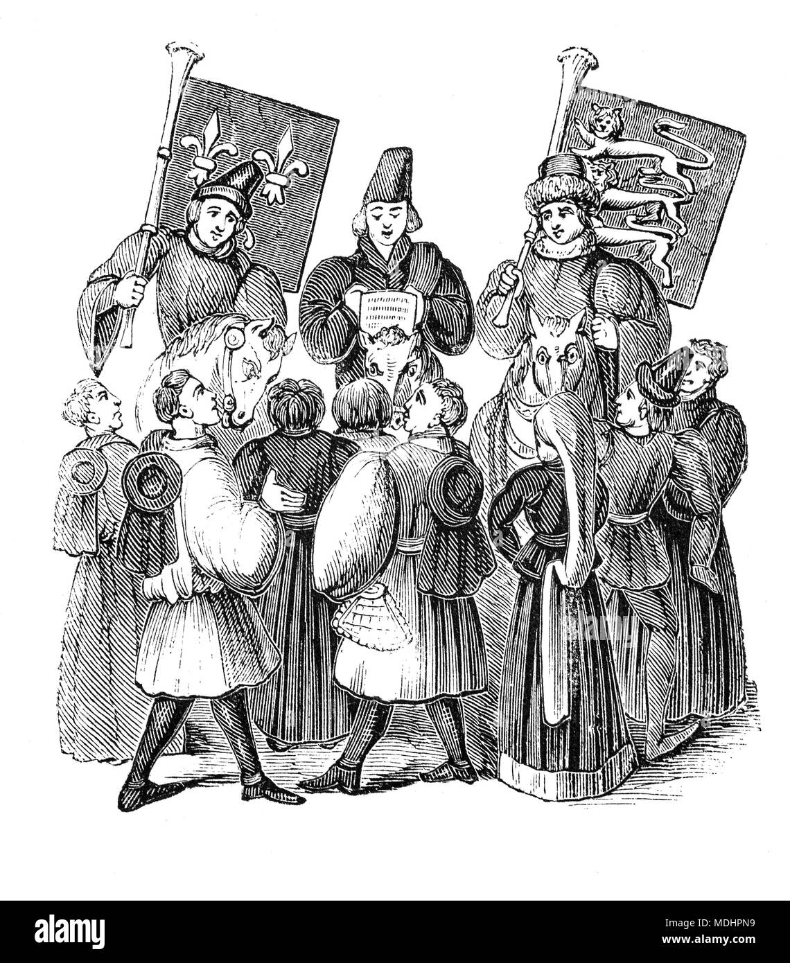 Middle ages knights tournament woodcut hi-res stock photography and ...