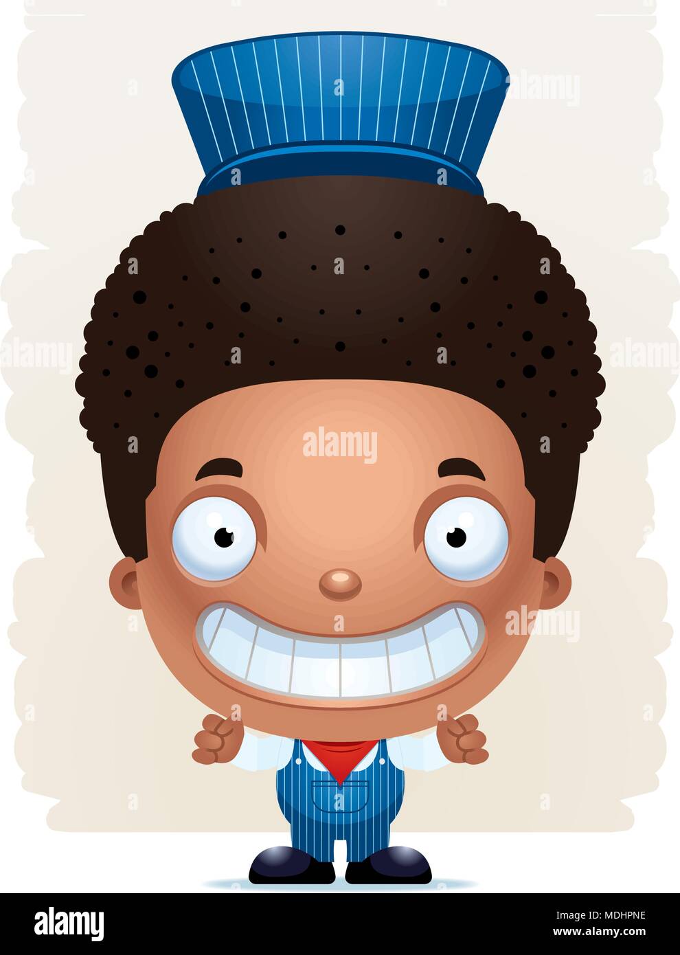 A cartoon illustration of a boy train conductor smiling Stock Vector ...