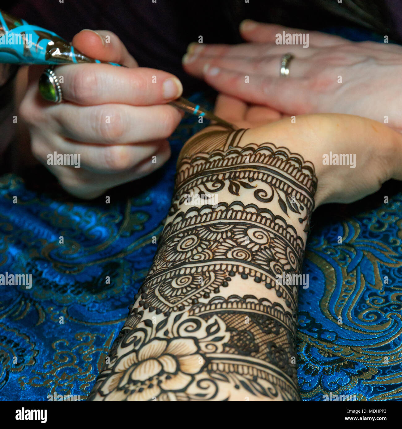 North America, USA, Washington. Indian Mehendi celebration. Henna ...