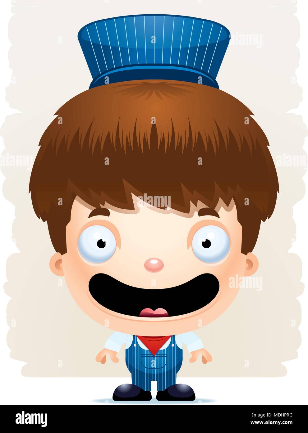 A cartoon illustration of a boy train conductor smiling Stock Vector ...