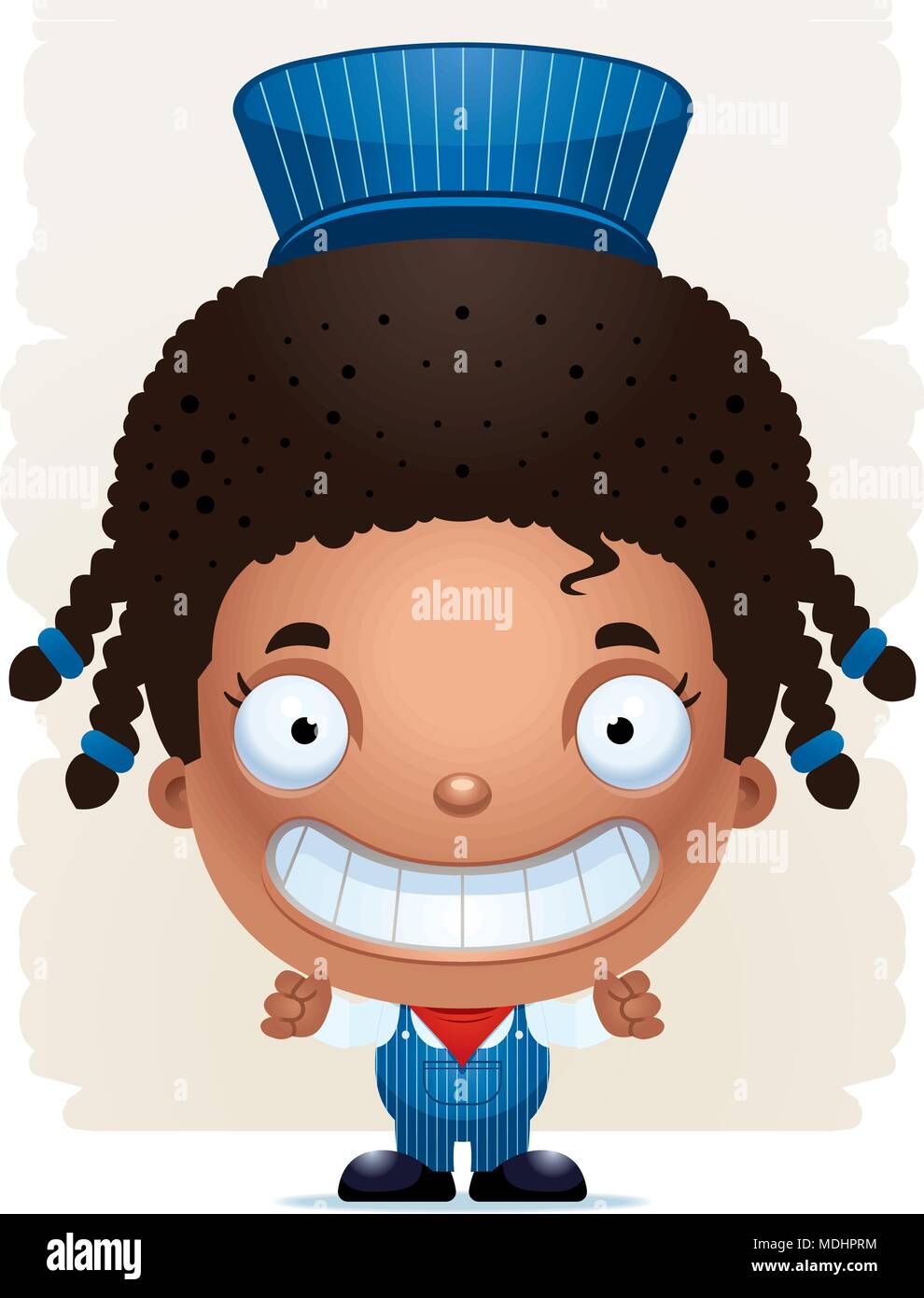 A cartoon illustration of a girl train conductor smiling Stock Vector ...
