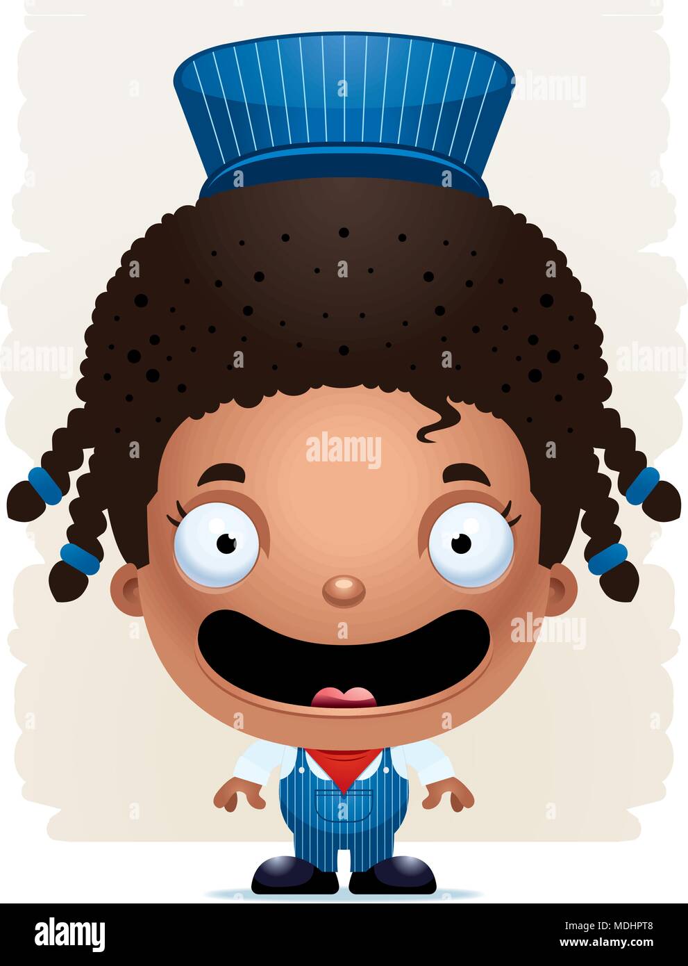 A cartoon illustration of a girl train conductor smiling Stock Vector ...