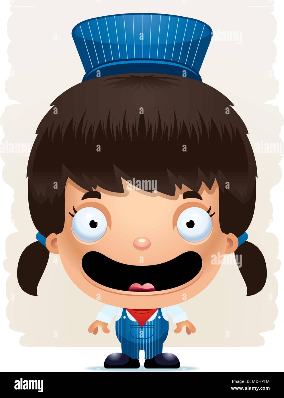 A cartoon illustration of a girl train conductor smiling Stock Vector ...