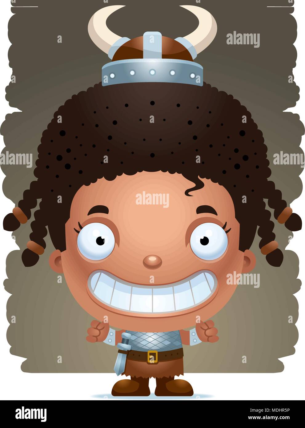 A cartoon illustration of a girl barbarian smiling Stock Vector Image ...