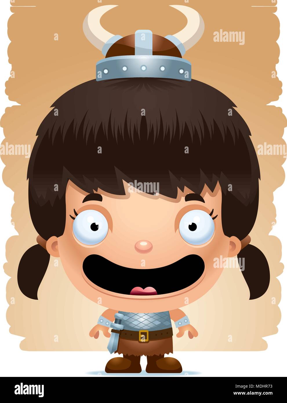 A cartoon illustration of a girl barbarian smiling Stock Vector Image ...