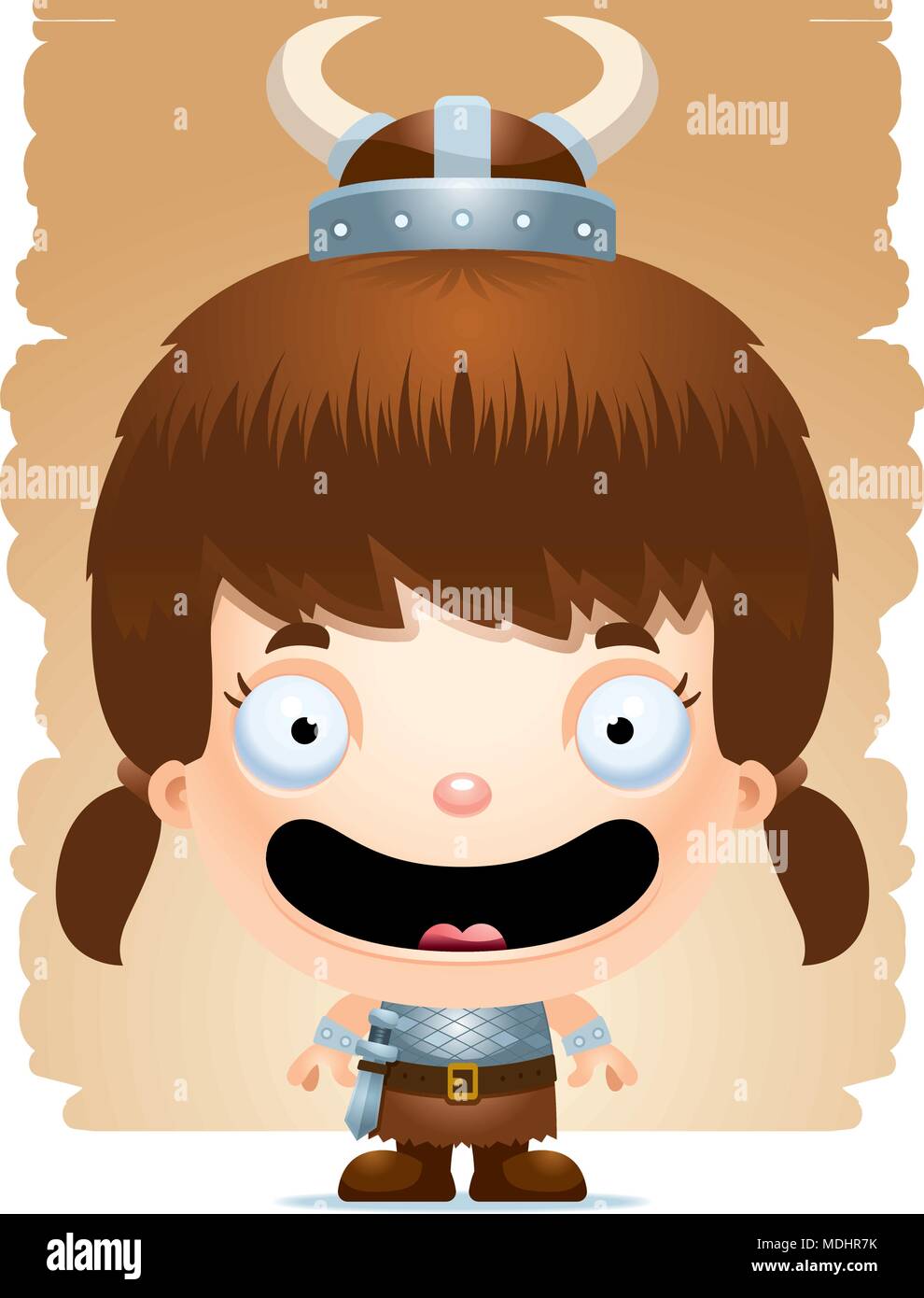 A cartoon illustration of a girl barbarian smiling Stock Vector Image ...