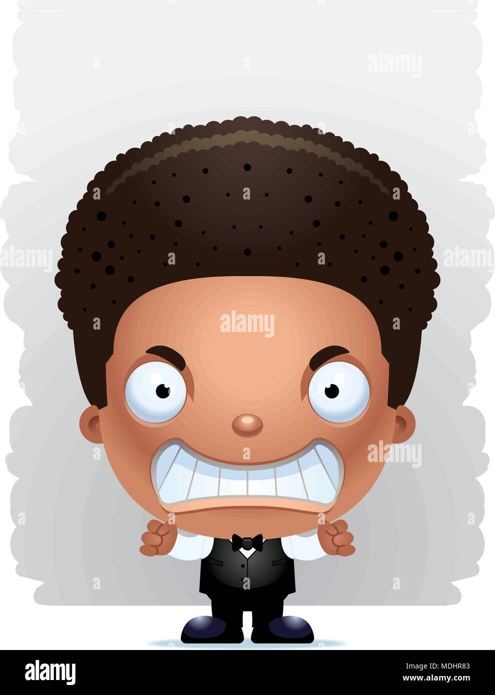 A cartoon illustration of a boy waiter with an angry expression Stock ...