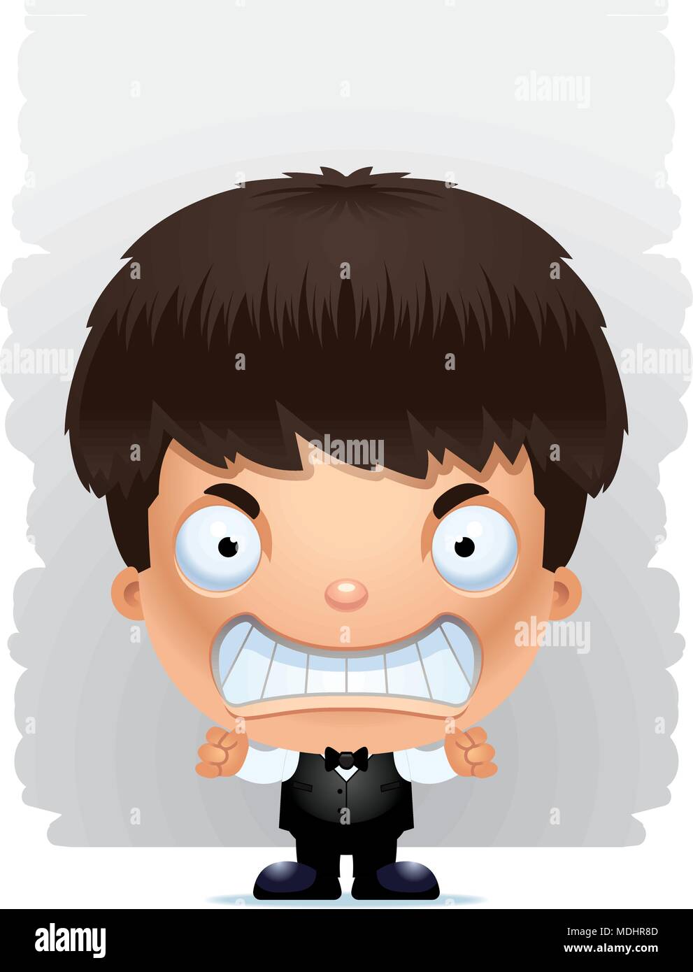 A cartoon illustration of a boy waiter with an angry expression Stock ...