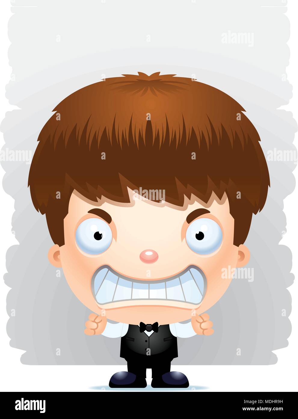 A cartoon illustration of a boy waiter with an angry expression Stock ...