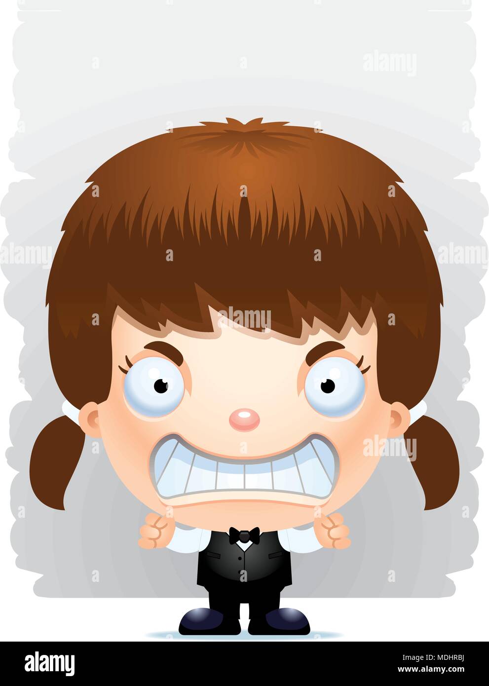 A cartoon illustration of a girl waiter with an angry expression Stock ...