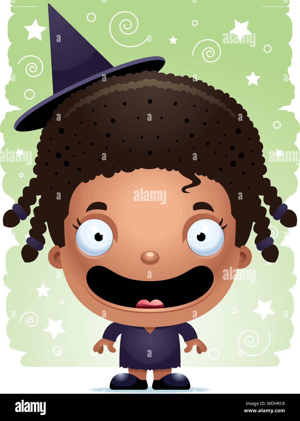 A happy cartoon girl witch standing and smiling Stock Vector Image ...