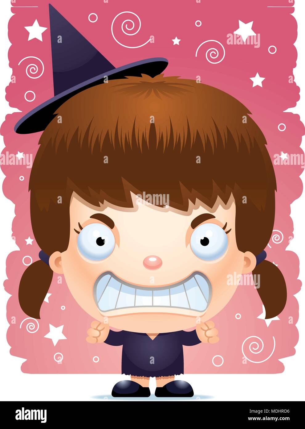 A cartoon illustration of a girl witch looking angry Stock Vector Image ...