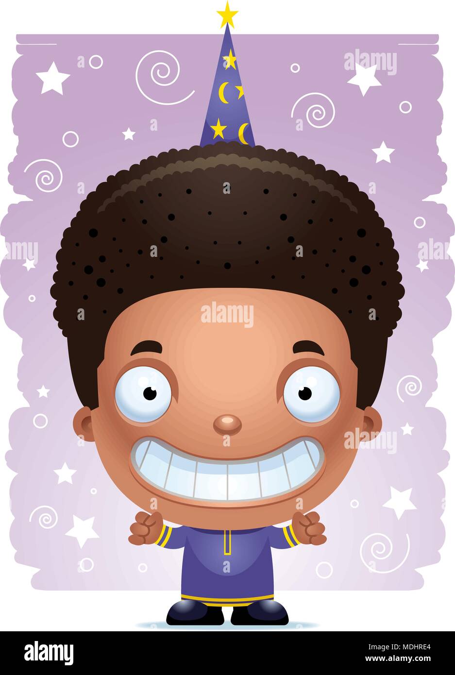 A happy cartoon kid wizard standing and smiling Stock Vector Image ...