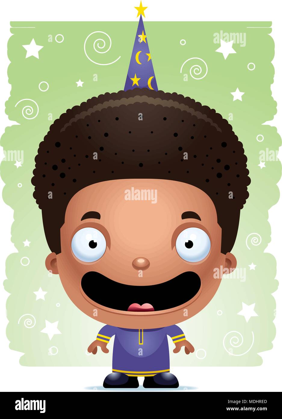 A happy cartoon kid wizard standing and smiling Stock Vector Image ...