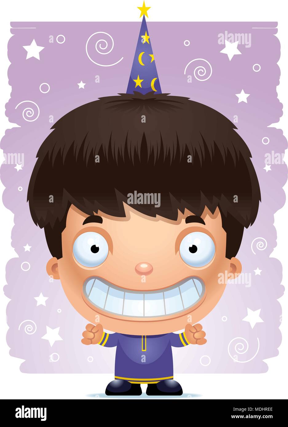 A happy cartoon kid wizard standing and smiling Stock Vector Image ...