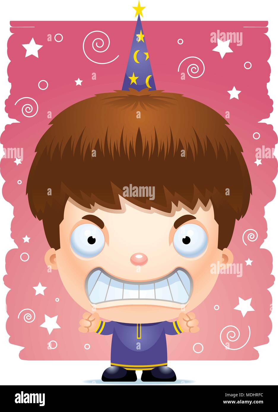A happy cartoon boy wizard standing and smiling Stock Vector Image ...
