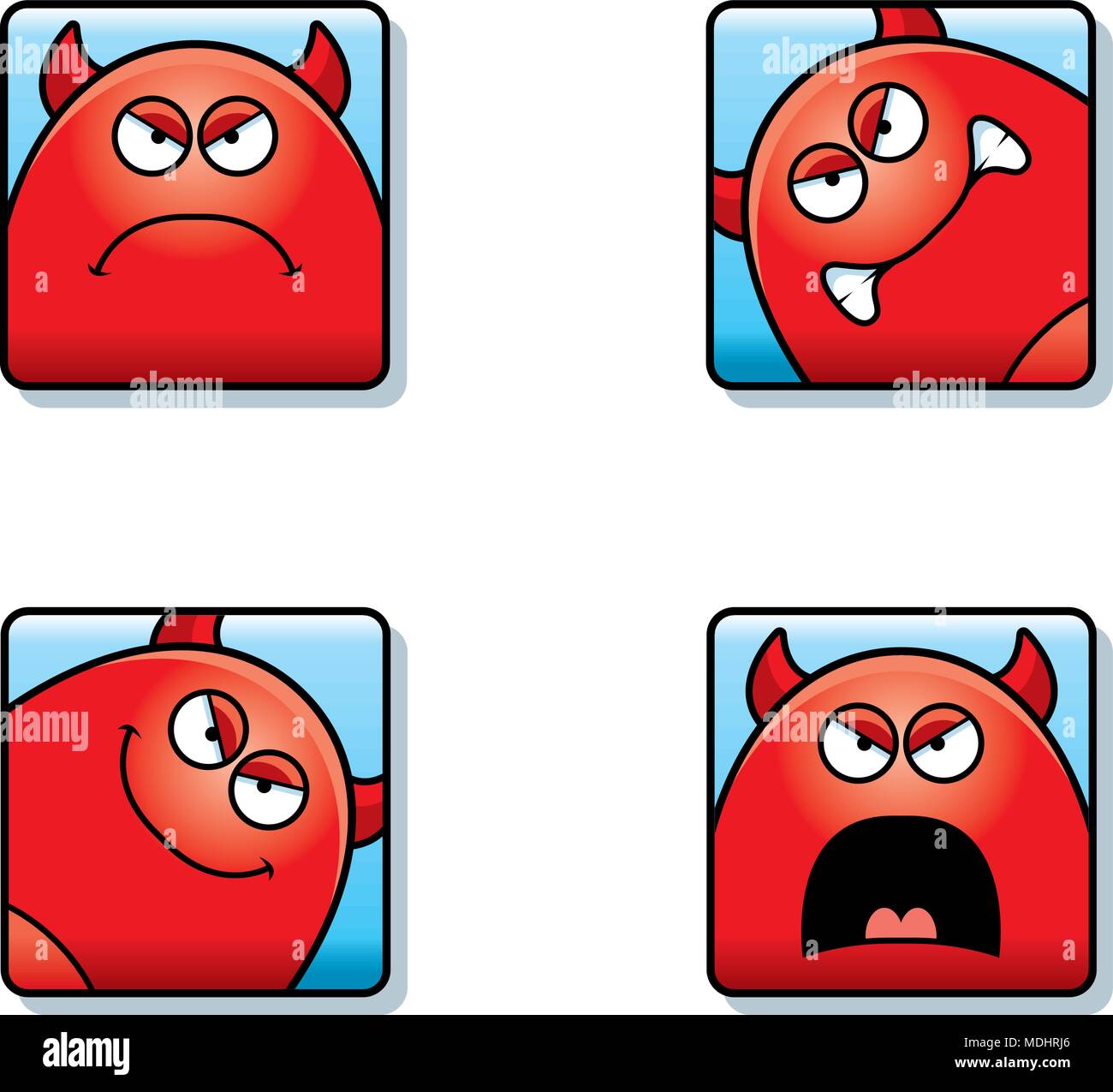 A cartoon icon set of a devil with angry expressions Stock Vector Image ...
