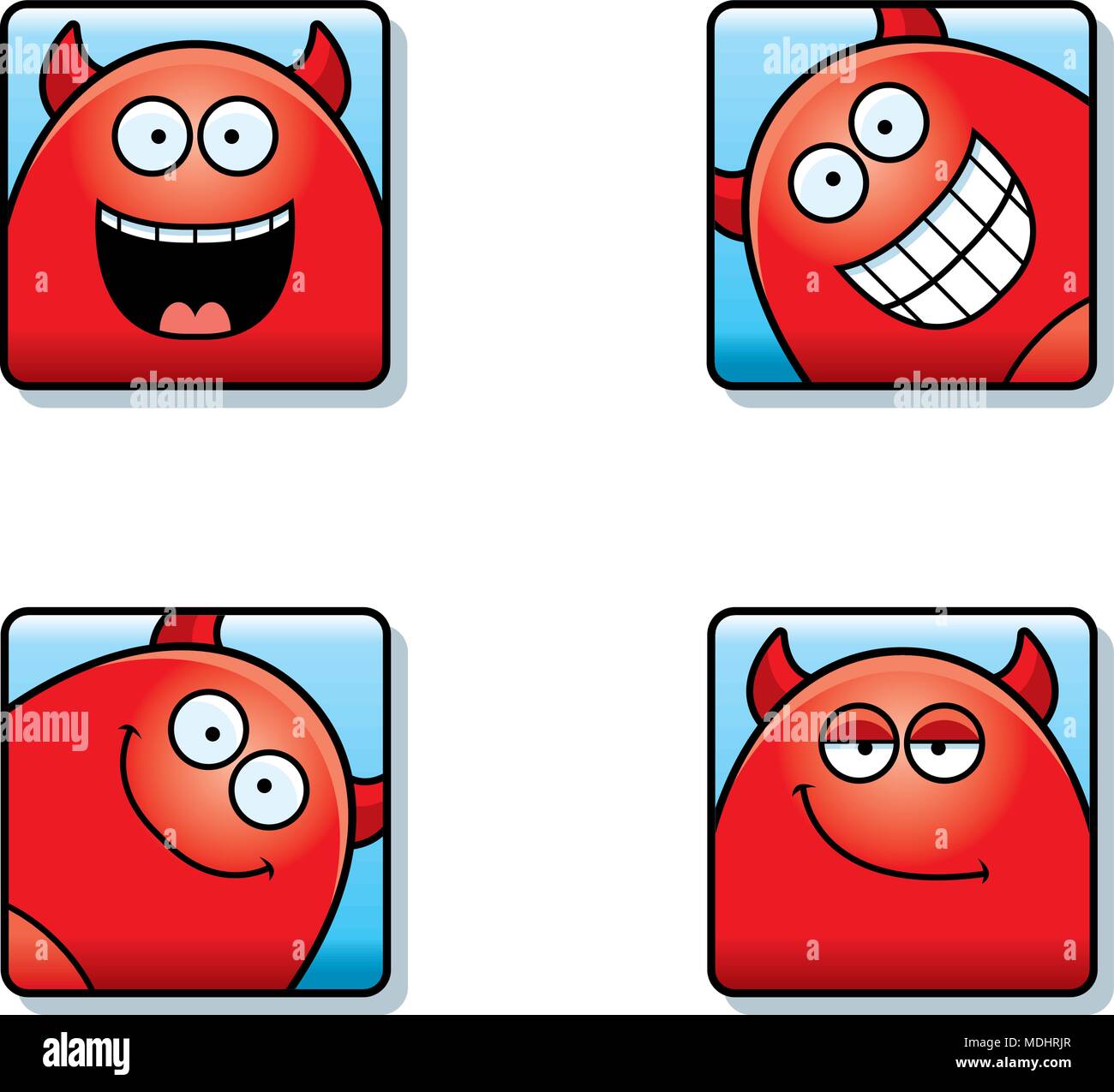 A cartoon icon set of a devil with happy expressions Stock Vector Image ...