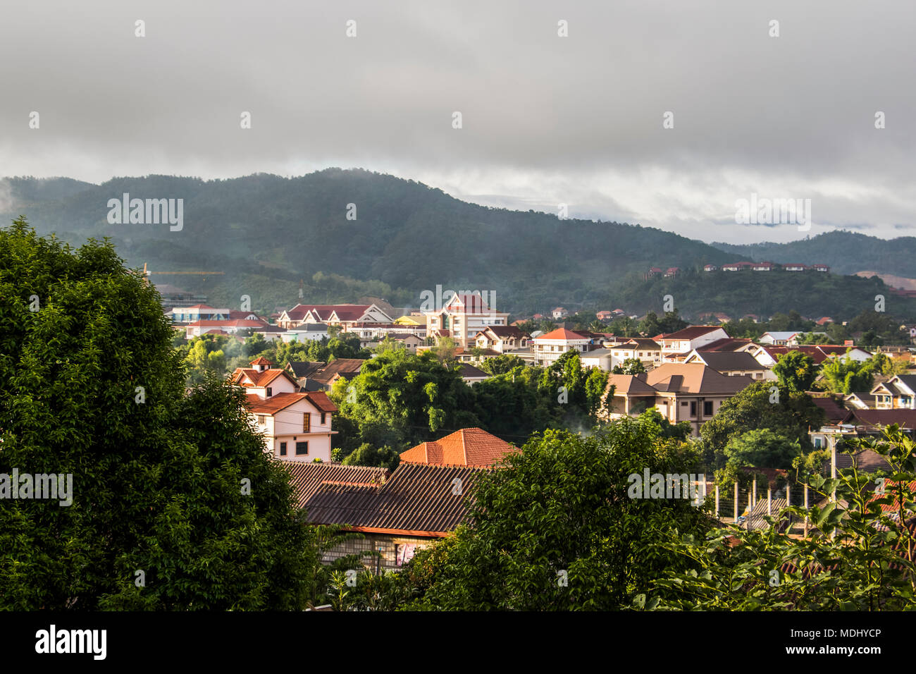 view of Phonsavan, the provincial capital of Xiangkhouang Province ...